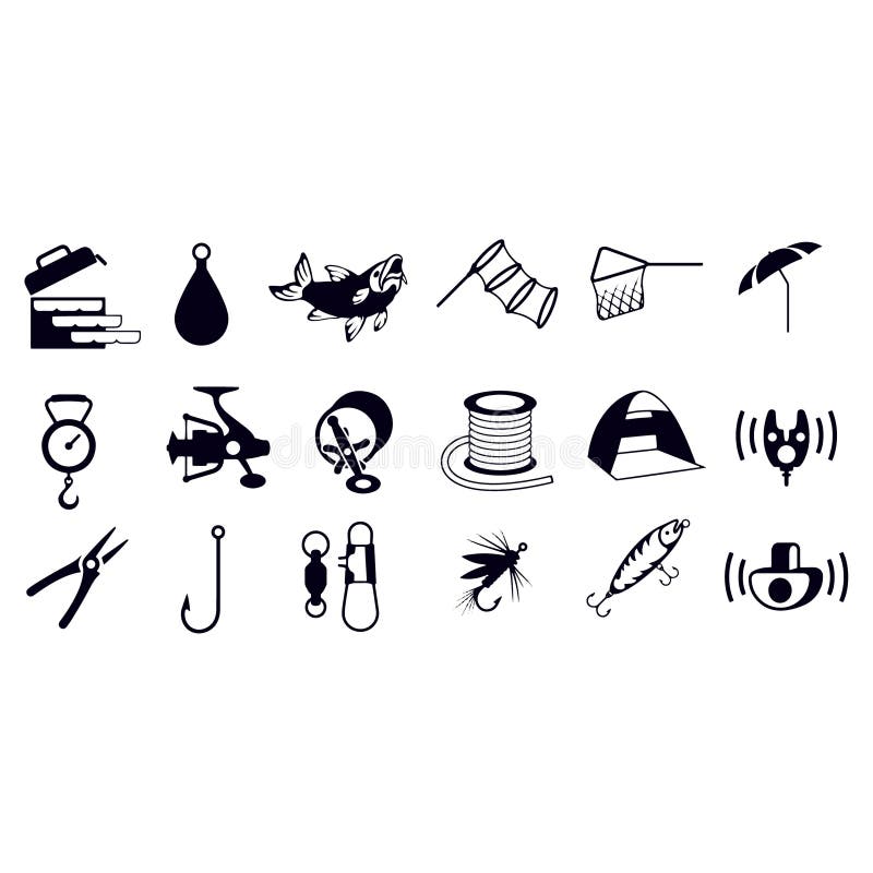 Fishing Tackle Icons Vector Design Stock Vector - Illustration of food ...