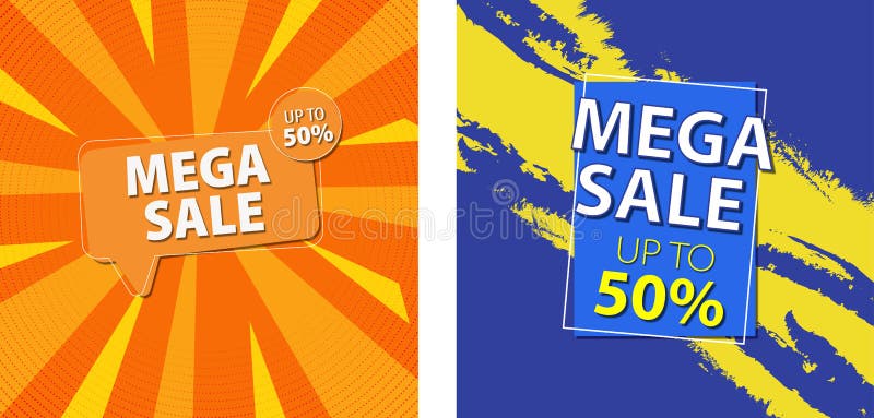 Promo Mega Sale Template Post Media Social Stock Vector - Illustration ...