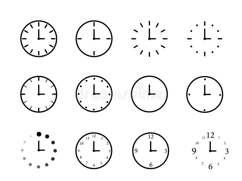 Time and Clock Thin Line Icons Stock Vector - Illustration of hour ...