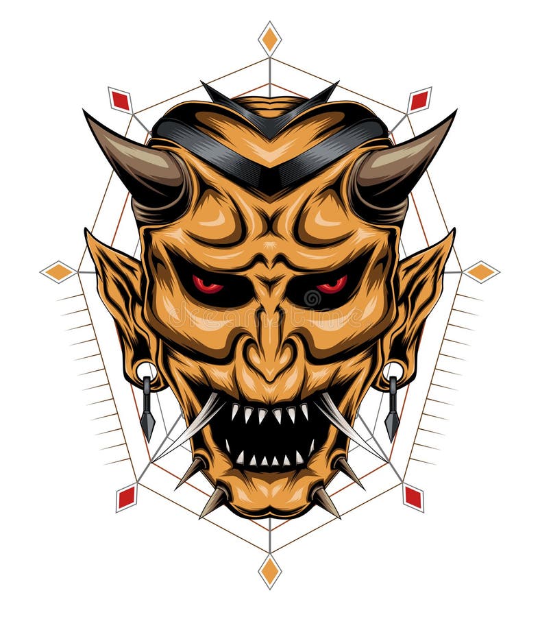 Oni Mask Vector Illustration Logo. Print Design Template Stock Vector ...