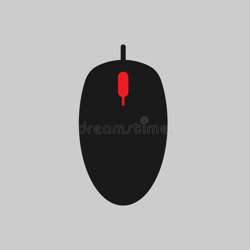 Optical Mouse Flat Edge Wired Black Red Icon Logo Stock Vector ...
