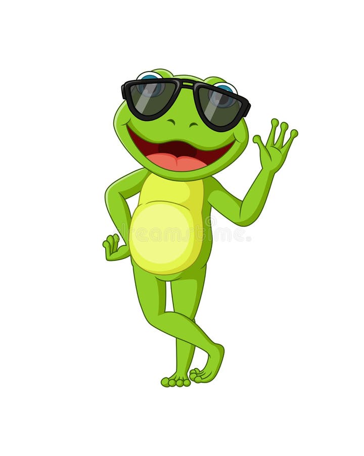 Cute Frog Cartoon Wearing Sunglasses Stock Vector - Illustration of ...