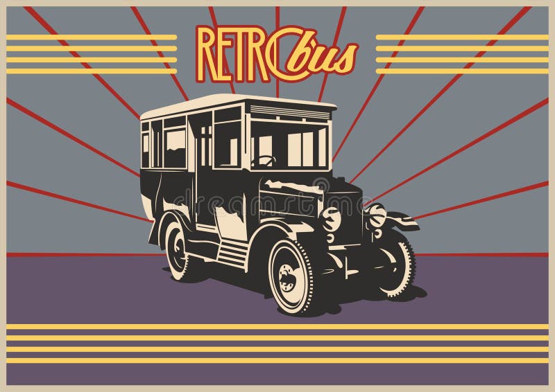 1910s, 1920s Bus Retro Poster Stock Vector - Illustration of style ...