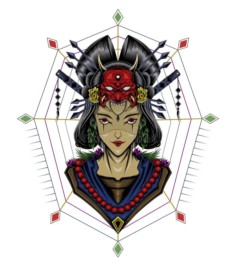 Evil Geisha. Japanese Girl Illustration Stock Vector - Illustration of ...