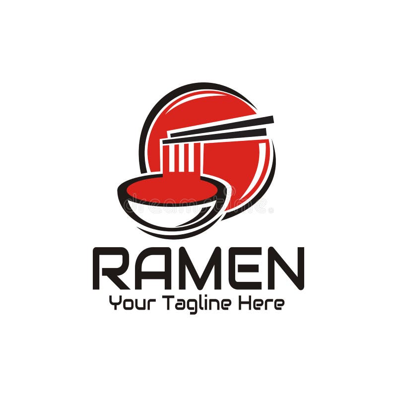 Illustration Vector Graphic of Ramen in a White Bowl Against a Red Sun ...