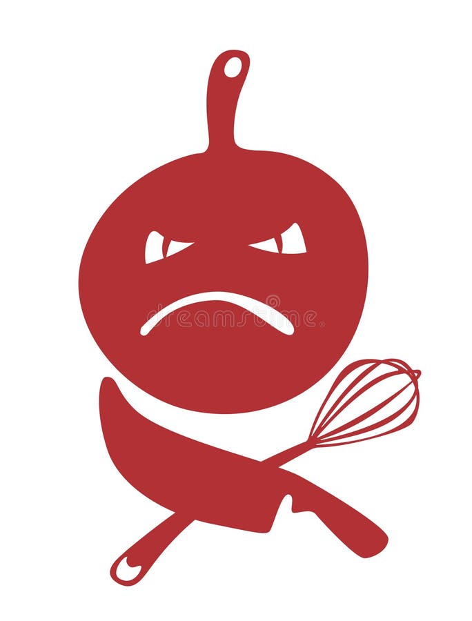 Angry Cook Kitchen Apron Design with Pan and Crossed Utensils Stock ...