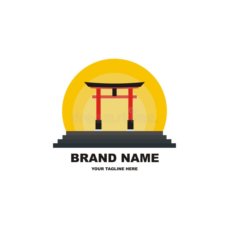 Torii Gate Design Logo in Front of the Sun - Vector - Illustration ...