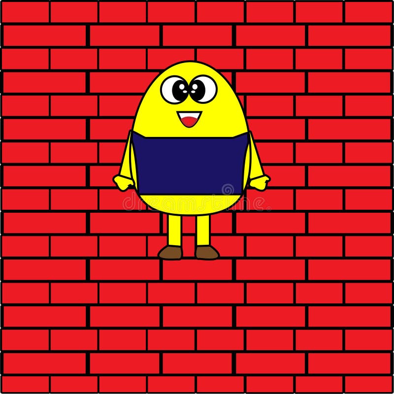 Cute Animation with Red Wall Stock Vector - Illustration of brand ...