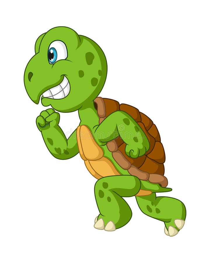 Cute Happy Turtle Cartoon Running Stock Vector - Illustration of funny ...