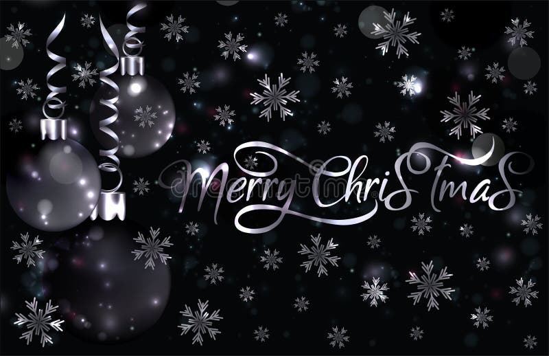 Merry Christmas and New Year Vip Card with Black Xmas Balls, Vector ...