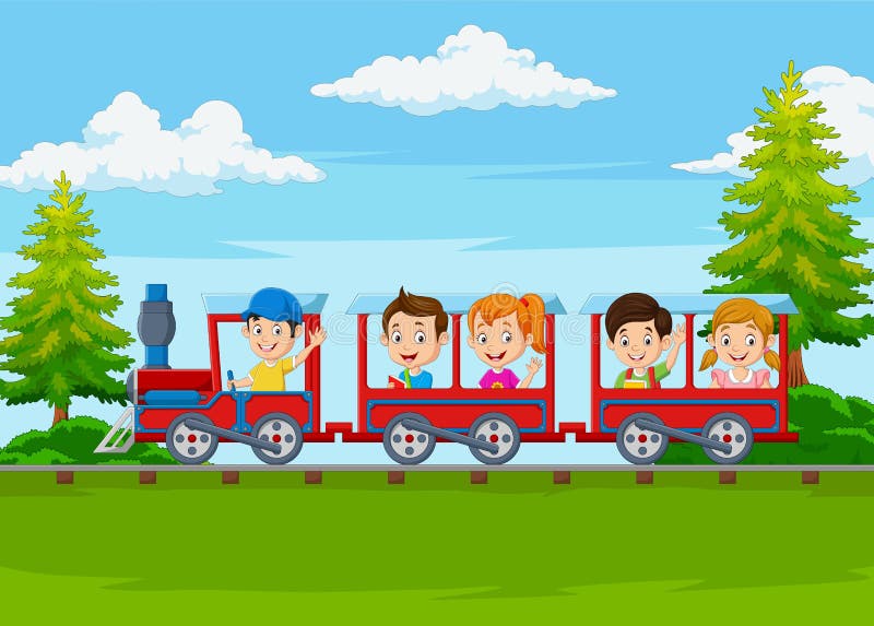Children Riding Train Stock Illustrations – 339 Children Riding Train ...