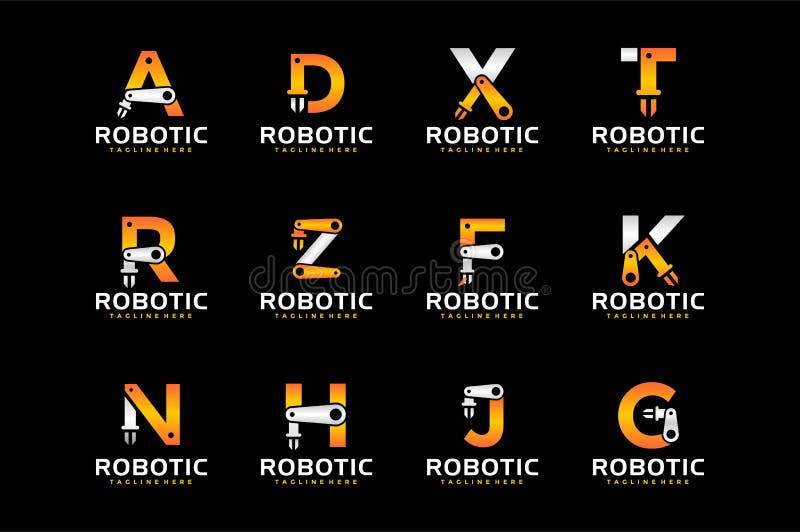 Letter R with a Robot stock vector. Illustration of font - 13152478