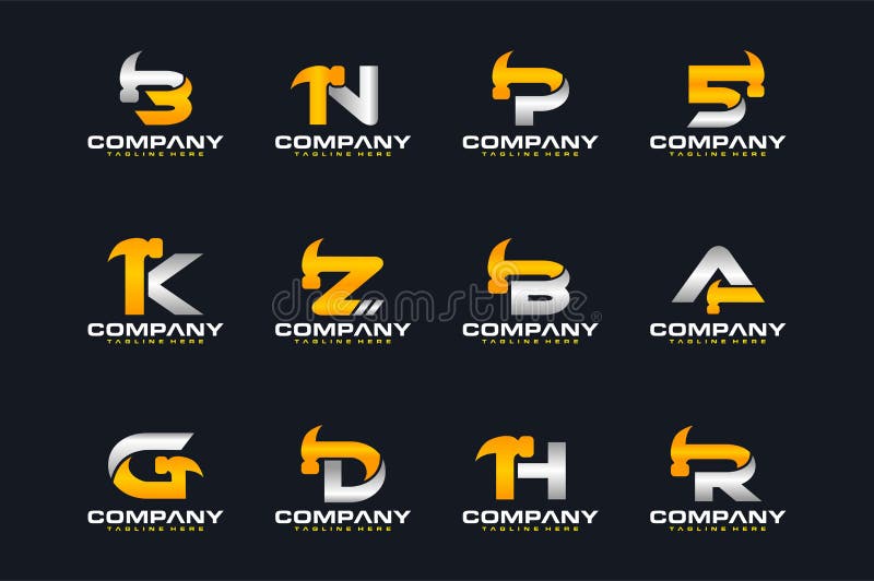 Letters M Hammer Construction Logo Stock Vector - Illustration of ...