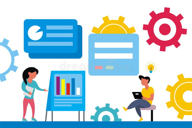 Illustration Vector Graphic of Two People Analyzing and Designing a ...