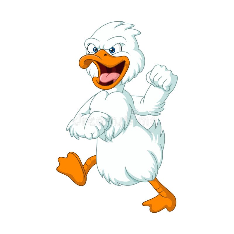 Angry White Duck Cartoon Mascot Stock Vector - Illustration of frantic ...
