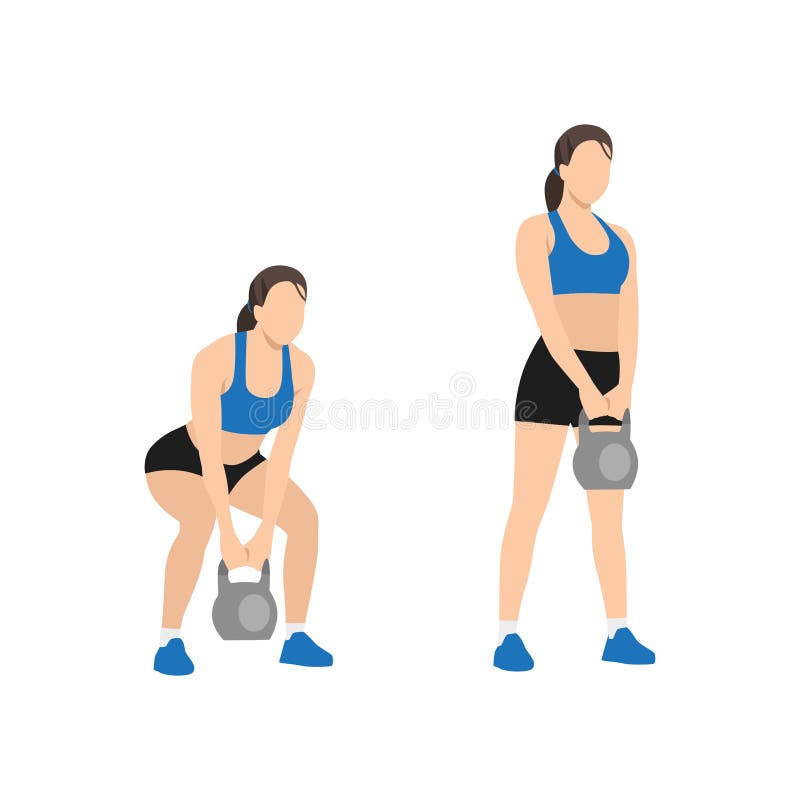 Man Doing Kettlebell Swing Exercise. Flat Vector Stock Vector ...