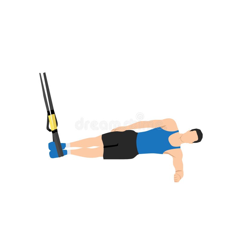 Man Doing TRX Suspension Strap Rows Exercise. Stock Vector ...