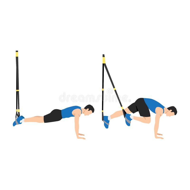 Man Doing TRX Suspension Strap Rows Exercise. Stock Illustration ...