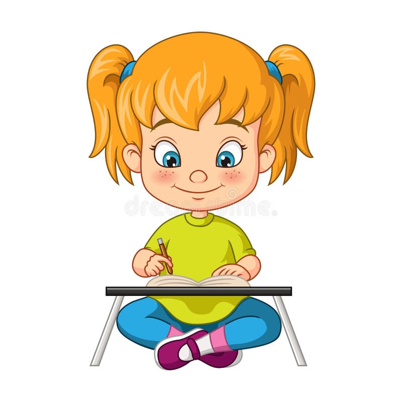 Little Girl Cartoon Writing Book Stock Illustrations – 544 Little Girl ...