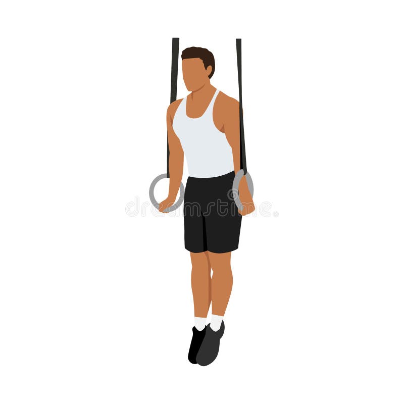 Gymnastic Ring Dips Exercise. Flat Vector Illustration Stock ...