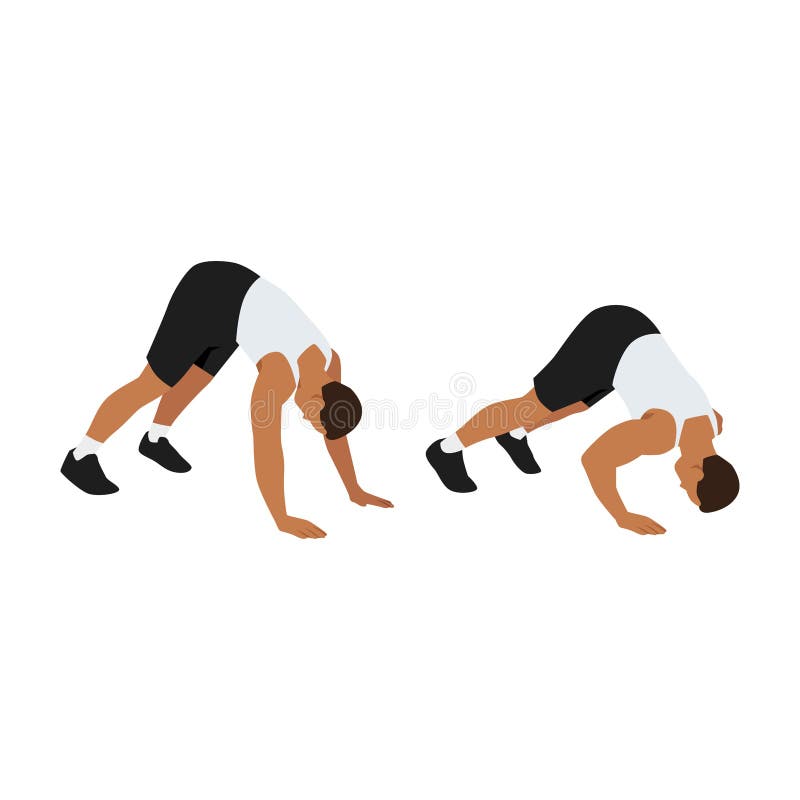 Man Doing Pike Push Up Exercise. Flat Vector Stock Illustration ...