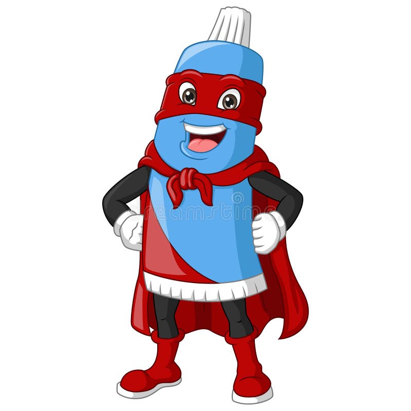 Cartoon Happy Toothpaste Superhero Characters Stock Vector ...