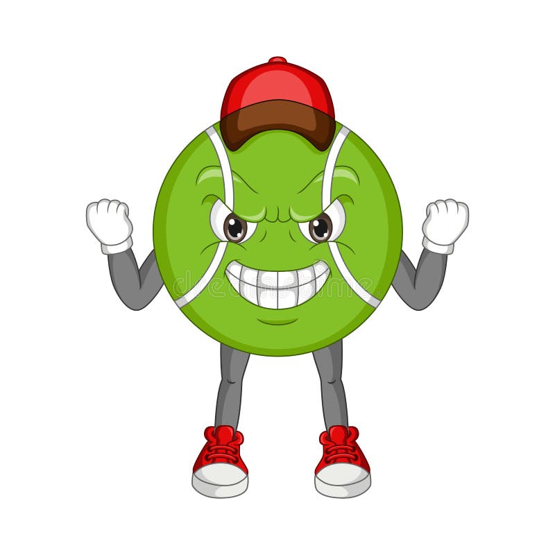 Cartoon Angry Tennis Ball Character Stock Vector - Illustration of ...