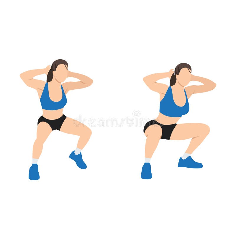 Woman Doing Duck Walks. Squat Exercise Stock Vector - Illustration of ...