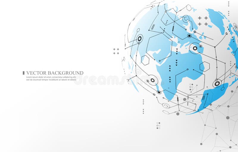 Abstract Technology Vector Global Network White Background Stock Vector ...