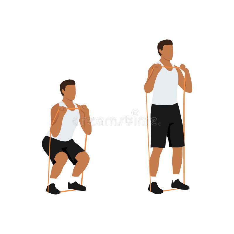 Man Doing Banded Front Squat Resistance Band Exercise Stock ...