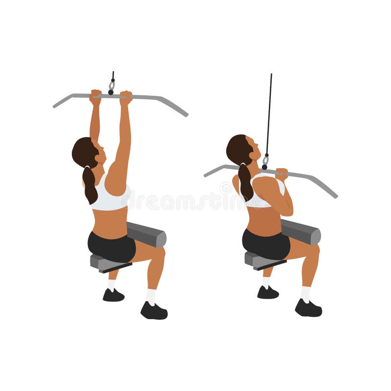 Woman Doing Seated Lat Pulldowns Flat Vector Stock Illustration ...