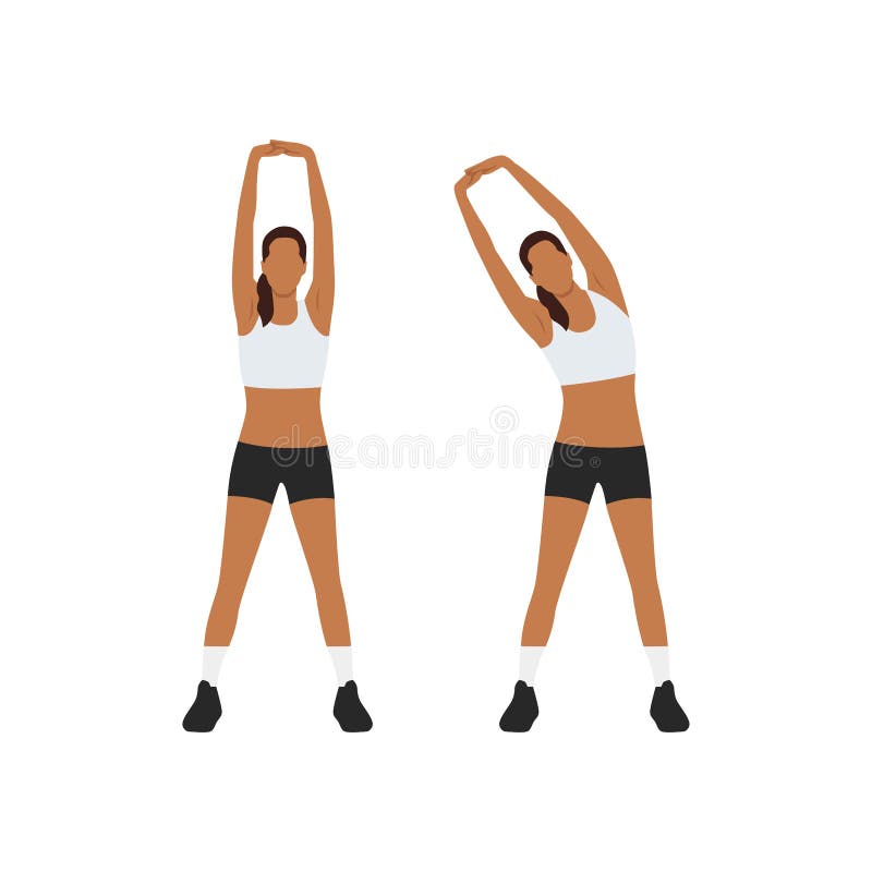Woman Doing Arm Stretching Exercise. Flat Vector Stock Illustration ...