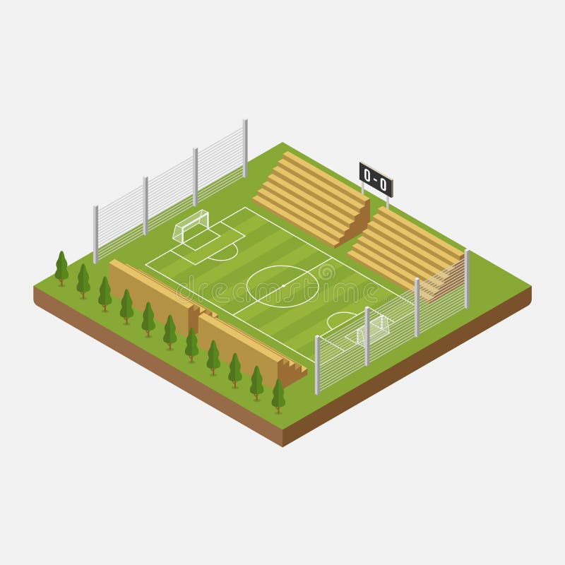 Isometric Soccer Field Stadium Building for Football Sport Isolated ...