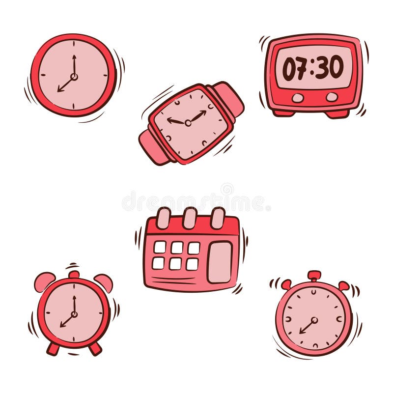 Hand Drawn Date and Time Vector Illustration Stock Vector ...