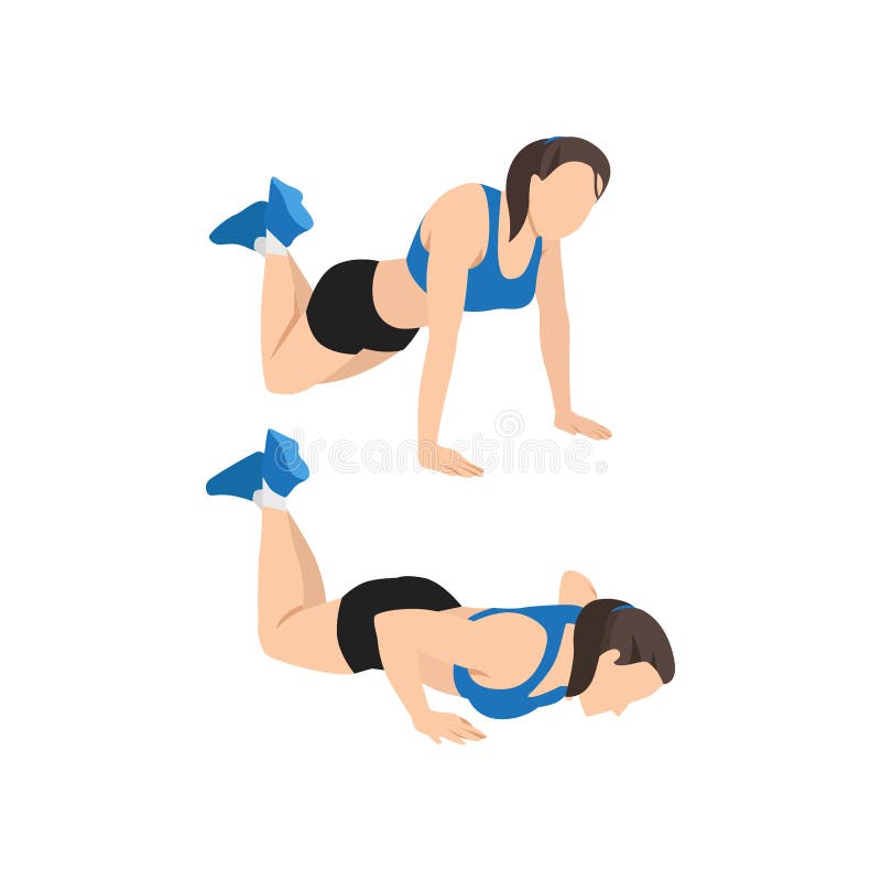 Modified Knee Push Ups Exercise. Flat Vector Stock Vector ...