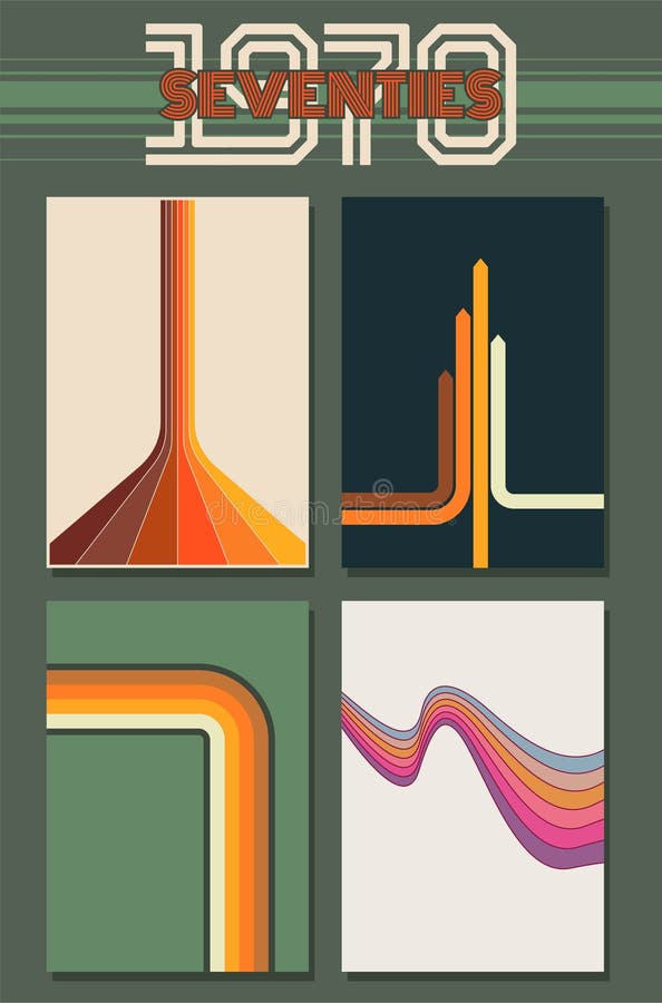 1970s Background Set for Posters, Covers Stock Vector - Illustration of ...