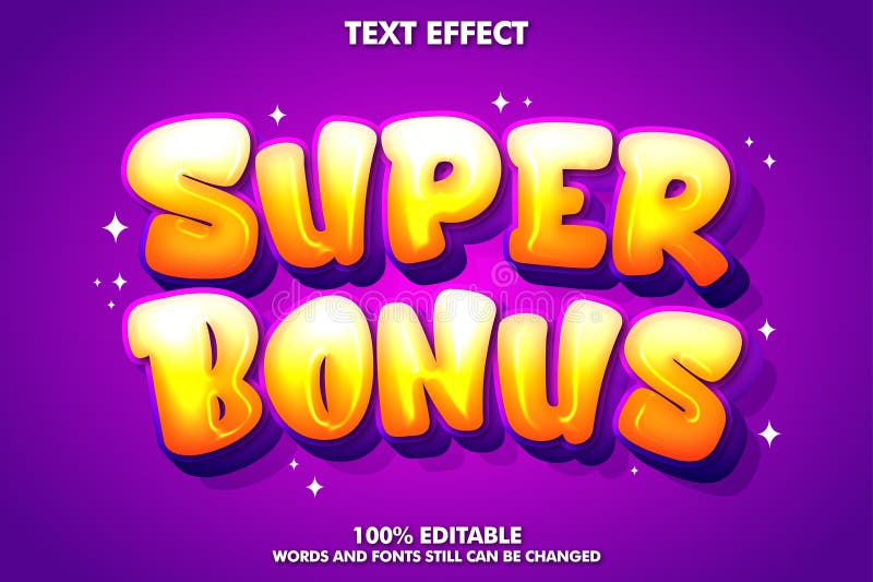 Super Bonus Sticker Text Effects Stock Vector - Illustration of groovy ...