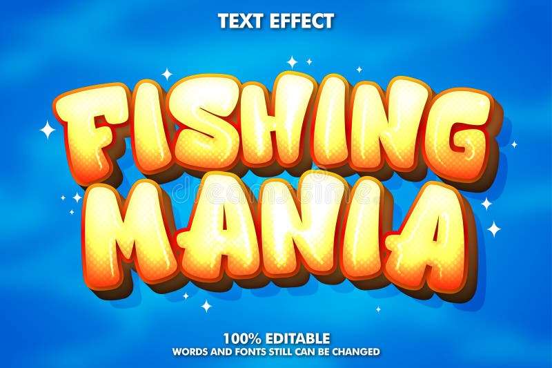 Fishing Mania Sticker Text Effects Stock Vector - Illustration of ...