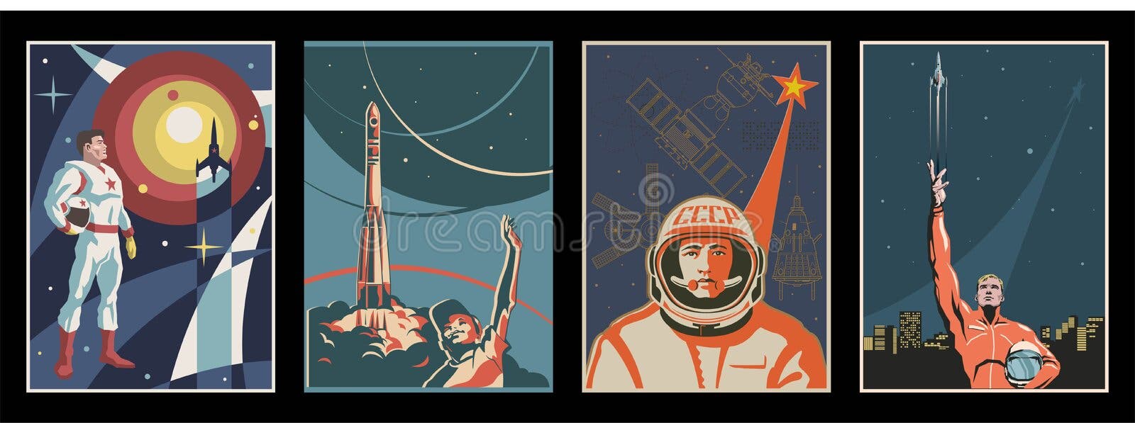 Retro Style Science Propaganda Poster Stock Illustration - Illustration ...