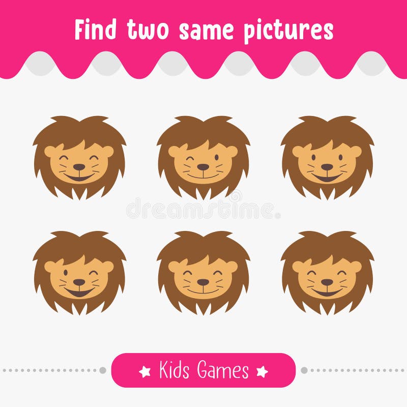 Kids Game for Educational Activity Preschool Children with Find Two ...