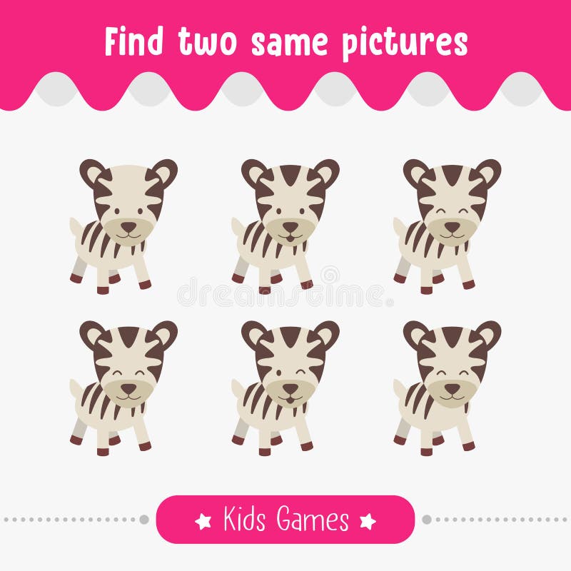 Kids Game for Educational Activity Preschool Children with Find Two ...