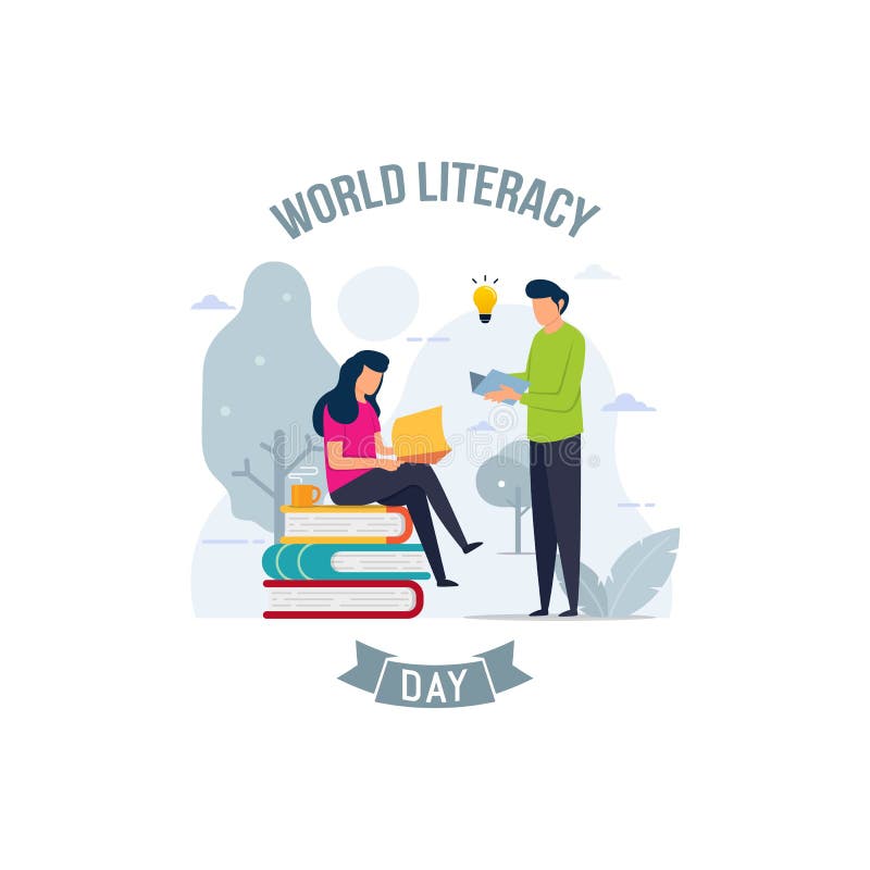 World Literacy Day Banner Vector Illustration Stock Vector ...