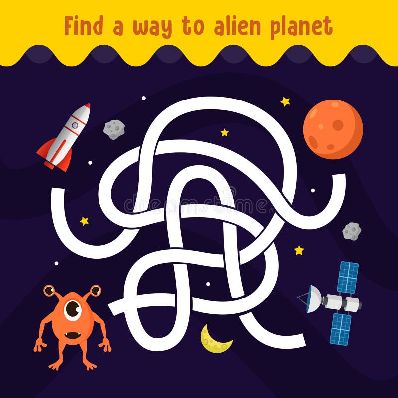 Find Your Way To Alien Planet Maze for Kids Game Education with Space ...
