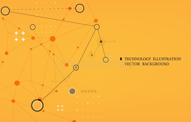 Vector Abstract Technolog Polygon Network Orange Background Stock ...