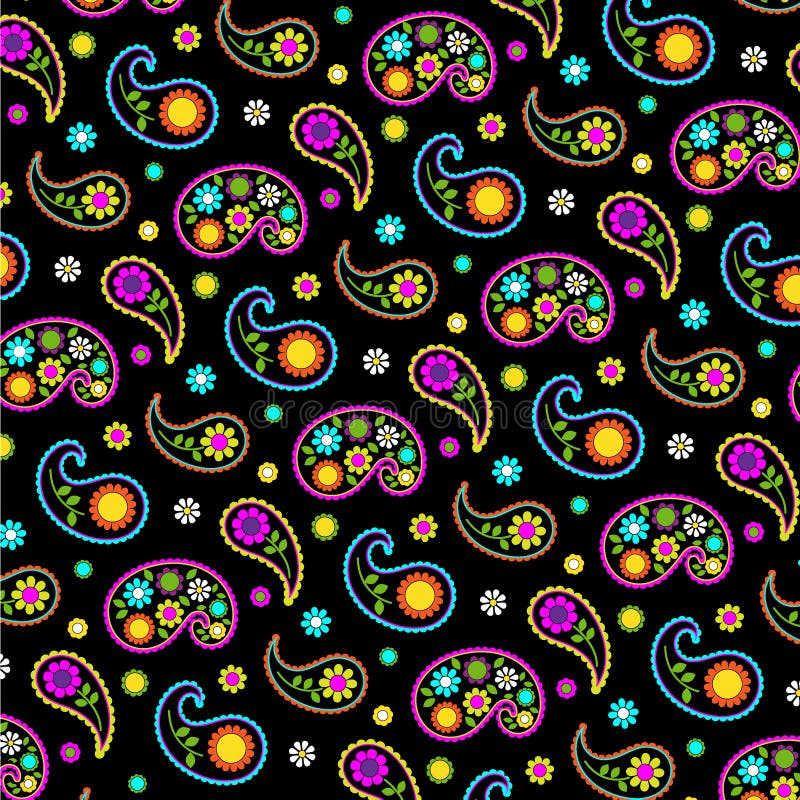 Mod Paisley Vector Pattern with Flowers Stock Vector - Illustration of ...