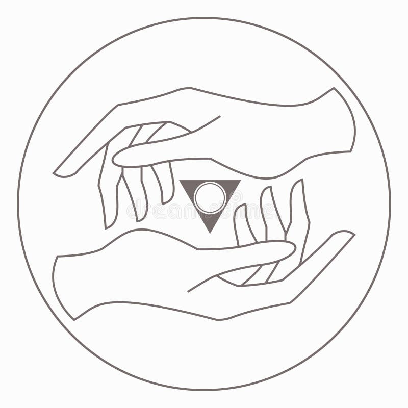 A Pair of Hands with a Triangle Symbol. Eps File Available. Stock ...
