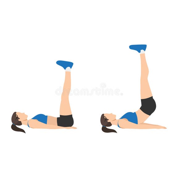 Woman Doing Pulse Ups Exercise. Flat Vector Stock Vector - Illustration ...