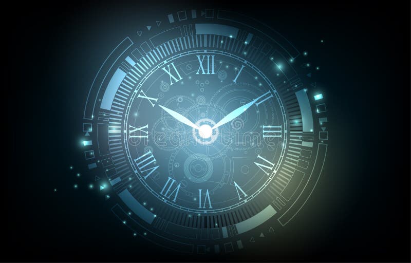 Vector Futuristic Technology Cyber Clock Concept Background Editorial ...