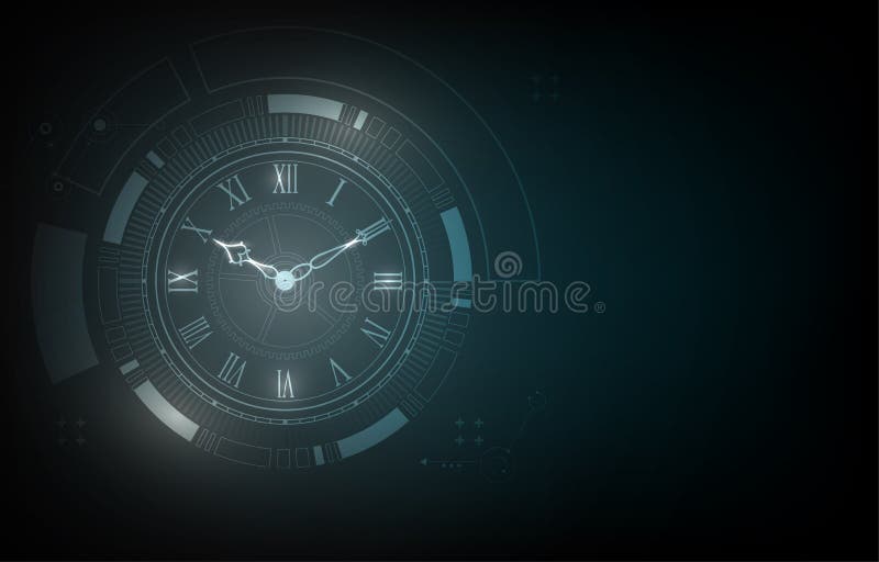 Technology Clock Vector Backgrounds.Classic Roman Numeral Clock Concept ...
