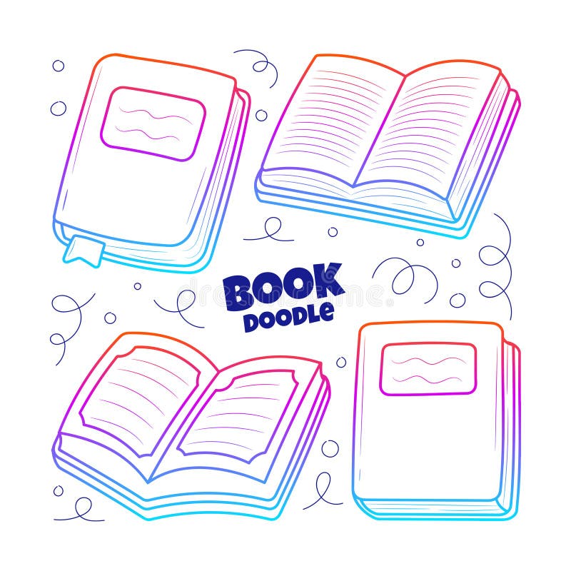 Hand Drawn of Book Doodle Element Collections Stock Vector ...